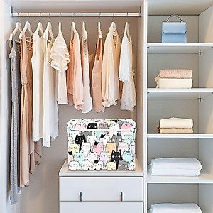 ALAZA Collapsible Large Storage Bin with Lid, Cute Cat Funny Face Foldable Storage Cube Box Organizer Basket with Handles, Toy Clothes Blanket Box for Shelves, Closet, Nursery, Playroom