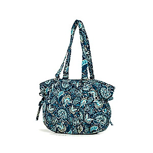 Women Signature Cotton Tote bags for women handbags with handles Medium Size Shoulder Bag Quilted Teacher Work Tote Bag (Peacock)