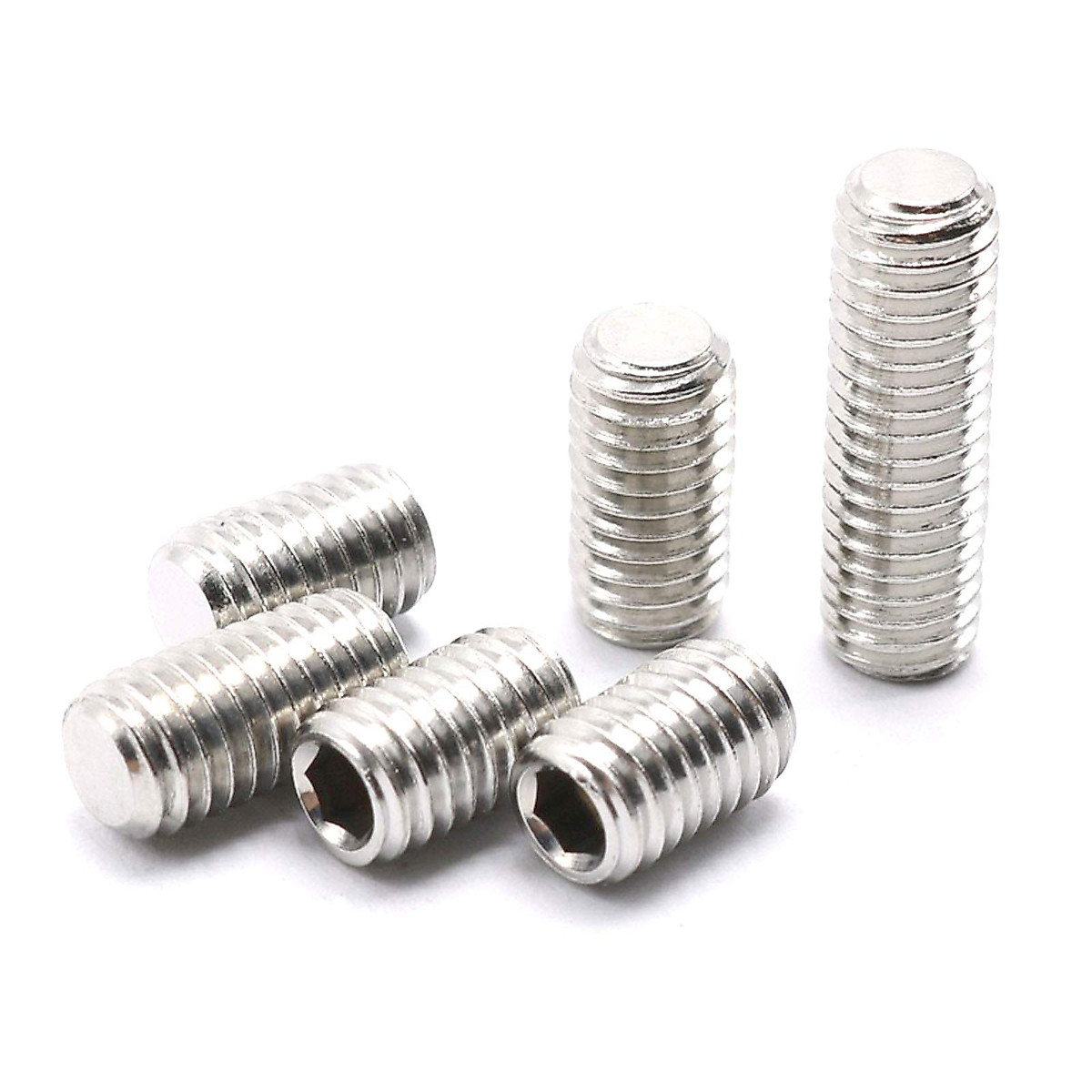 30 Pcs M6x16mm Metric 304 Stainless Steel Hex Socket Set Flat Point Grub Screws Silver Tone for Towel Rack Door Knob （M6x16mm）