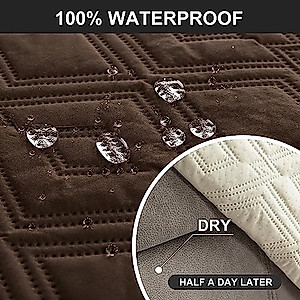 Genina Recliner Loveseat Cover Non-Slip, Sofa Cover for Reclining Couch 2 Seat, Loveseat Covers Double Recliner Furniture Protector Cover with Elastic Straps for Pets (Chocolate, Recliner Loveseat)