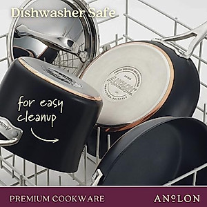 Anolon Nouvelle Copper Nonstick Frying / Fry Pan Set / Hard Anodized Skillet Set - 8.5 Inch and 10 Inch, Black Onyx