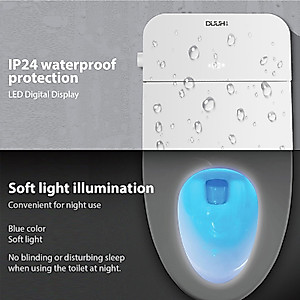 BWE Smart Toilet One-piece Bidet Toilet Seat, Foot Sensing, Auto Flush, Auto Open & Auto Close,Heated Seat, Warm Water and Dry, LED Digital Display, Wireless Remote Control