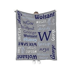 Eyesoul Personalized Baby Boys/Girls Blanket,Sublimation Name Blanket,Monogrammed Kids Blanket,Super Soft Blanket Gifts for Christmas/Birthday.Grey-50x60