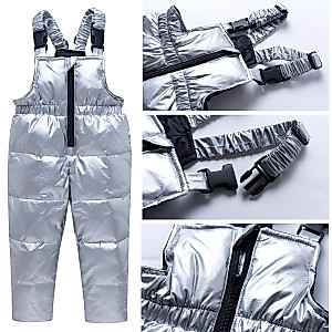Kids 2-Piece Snowsuit Winter Puffer Jacket and Snow Pants Ultralight Skisuit Set Grey, 4-5 Years