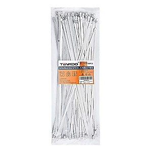 TEVADO 100PCS Metal Cable Zip Ties Heavy Duty 11.8 Inch, Premium Stainless Steel Zip Ties Exhaust Wrap with 198LBS Tensile Strength, Multi-Purpose Self-Locking Metal Wrap Ties for Indoor and Outdoor