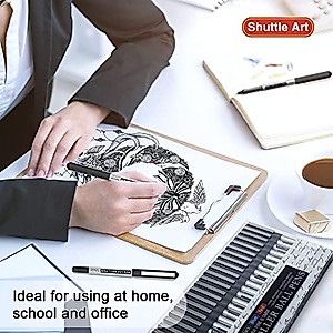 Shuttle Art RollerBall Pens, 25 Pack(21 black 2 blue 2 red) Fine Point Roller Ball Pens, 0.5mm Liquid Ink Pens for Writing Journaling Taking Notes School Office