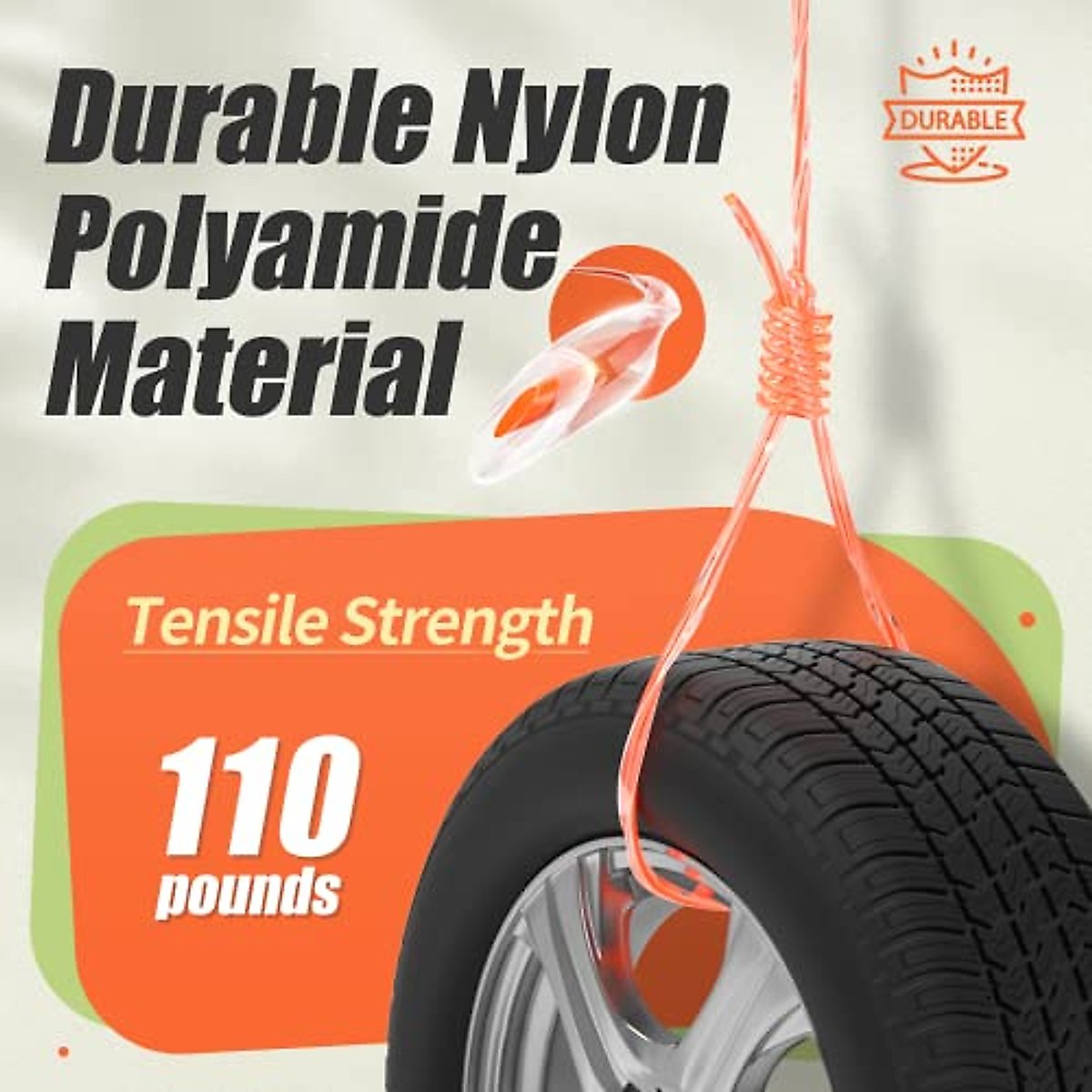 Eventronic Trimmer Line, 0.095-Inch Weed Eater String Line, Heavy Duty Weed Wacker String, 560ft Twist String Trimmer Line