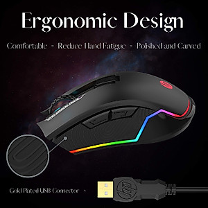 HP Wired Gaming Mouse LED RGB Backlit Adjustable 6200 DPI 6 Programmable Buttons Ergonomic USB Mice for Gamers