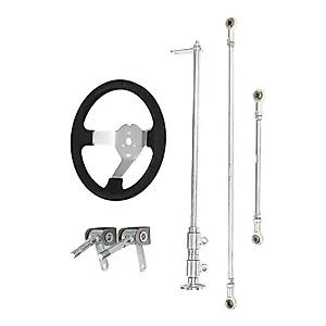 300mm Steering Wheel Steel Kit, Karts Steering Wheel Kit Tie Rod Joint Gear Rack Shaft Kit for 100cc 125cc 140cc 150cc Kart Quad