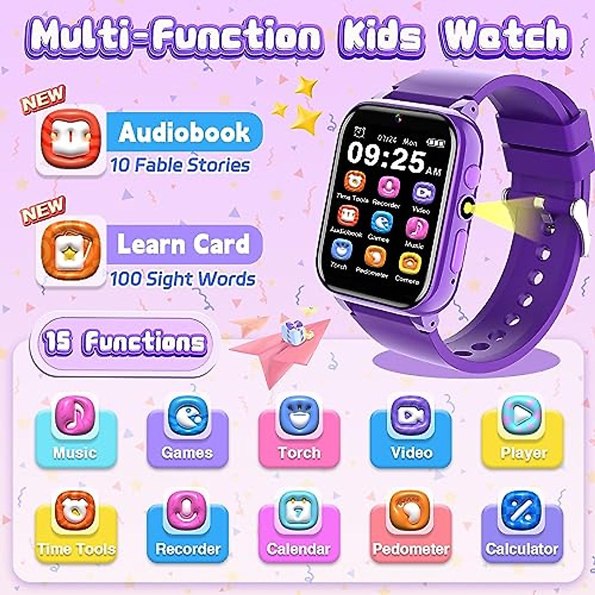 JYNZYUPO Smart Watch for Kids,with 26 Games Educational Learning Touchscreen 1.7" Smart Watch Toddlers Multi-Function Childrens Smartwatches Gift Toys for 3-12 Years Old