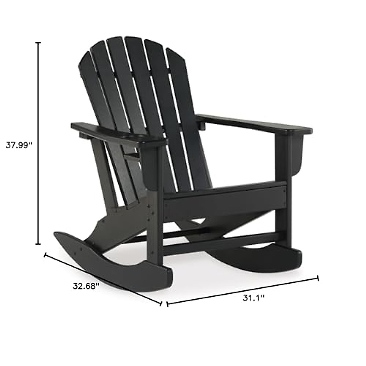 Signature Design by Ashley Sundown Treasure Cottage Weather Resistant Indoor/Outdoor Rocking Chair with 1 Cup Holder, Black