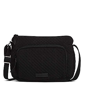 Vera Bradley Women's Microfiber Little Hipster Crossbody Purse With RFID Protection, Black, One Size