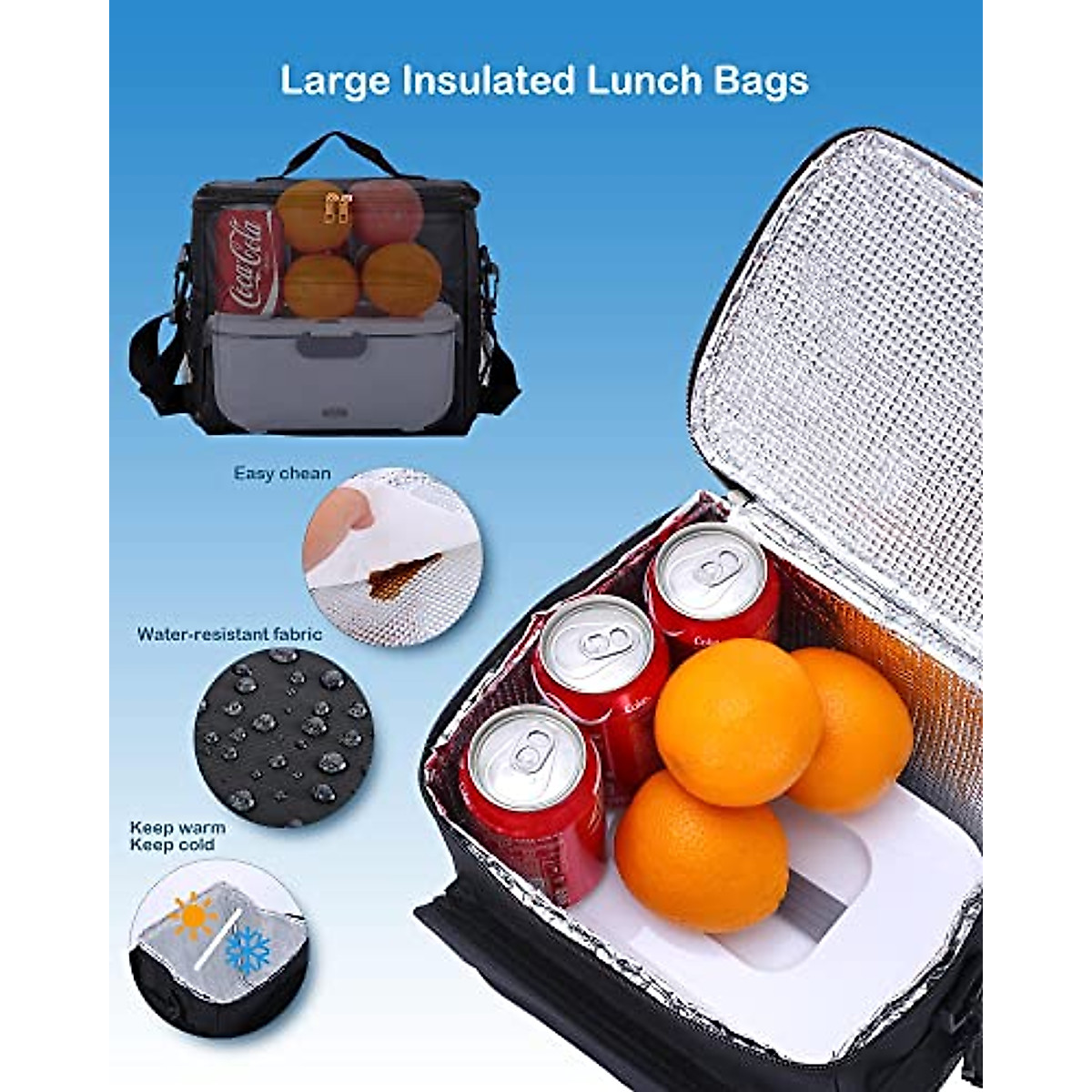 Rhudaky Electric Lunch Box (66 oz & 75W) Food Heater, 3 in 1 Heated Lunch Boxes for Adults,Portable Food Warmer -Self Heating Box for Work/Car/Truck with Large Insulated Lunch Bag