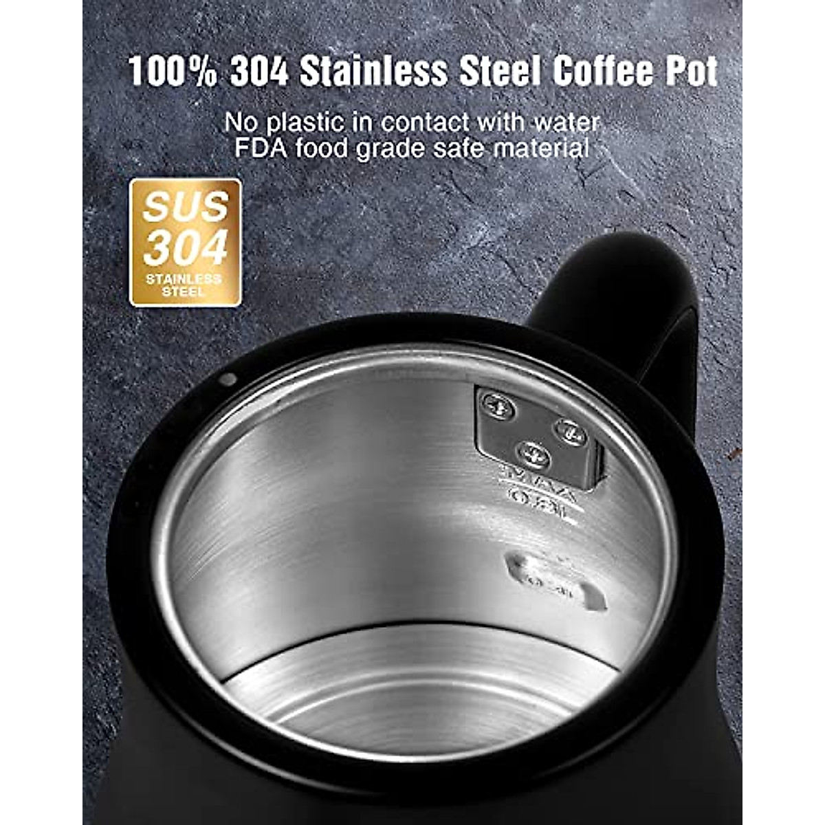 Jocuu Gooseneck Electric Pour Over Kettle with Temperature Control, Tea & Pour Over Coffee Kettle, Stainless Steel, Auto Shutoff Boil-Dry Protection, 0.8L, Matte Black