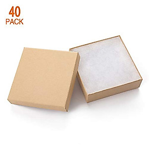 GEFTOL Jewelry Gift Boxes 40 Pack 3.5x3.5x1 Inch Cardboard Jewelry Boxes,Small Gift Boxes for Jewelry Earrings Necklaces Handmade Bangles Bracelets(Brown)