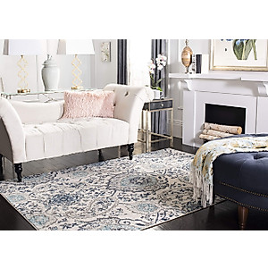 SAFAVIEH Madison Collection Area Rug - 9' x 12', Cream & Light Grey, Boho Chic Glam Paisley Design, Non-Shedding & Easy Care, Ideal for High Traffic Areas in Living Room, Bedroom (MAD600C)