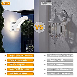 Inowel Wall Light Outdoor LED Wall Mount Lamp White Modern Wall Sconce Exterior Lighting Lantern Fixture for Porch Front Door Garden Yard Patio IP54 Waterproof 7.5W 600Lm 3000K