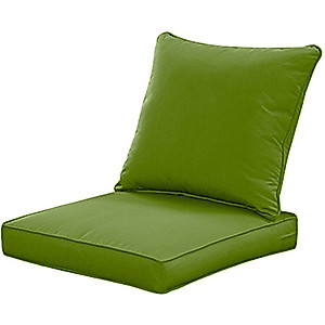 QILLOWAY Outdoor/Indoor Deep Seat Cushions for Patio Furniture, All WeatherLawn Chair Cushion 24 x 24 inch 1 Set(Green)