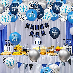 2024 graduation party decorations, 70pcs graduation balloons blue and white graduation decorations for college high school class of 2024 congrats grad party decor