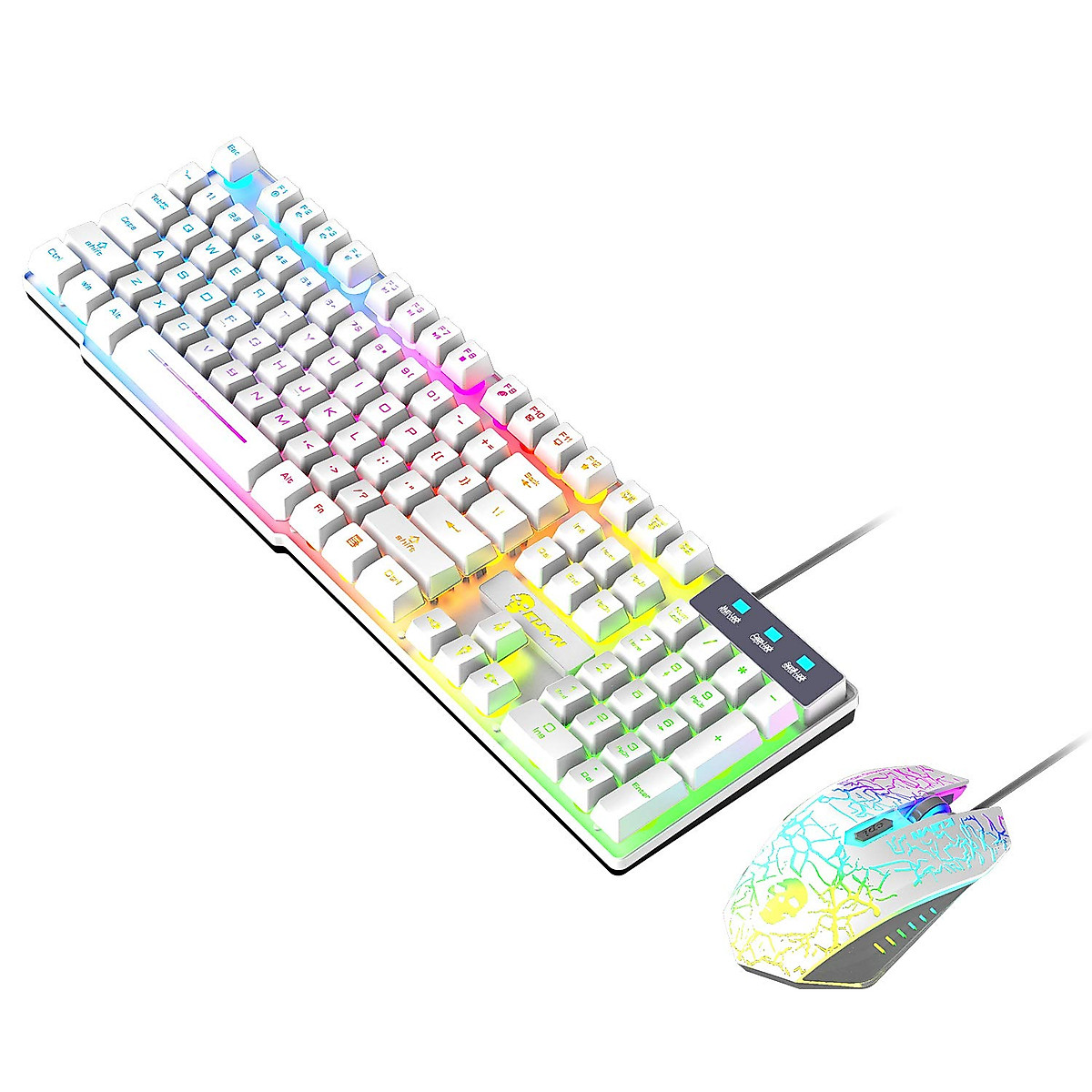 Gaming Keyboard, USB Wired Mechanical Feeling Keyboard with RGB Backlit Gaming Keyboard Waterproof 104Keys for PC Computer Gamer Overwatch Dota for Desktop, Computer, PC