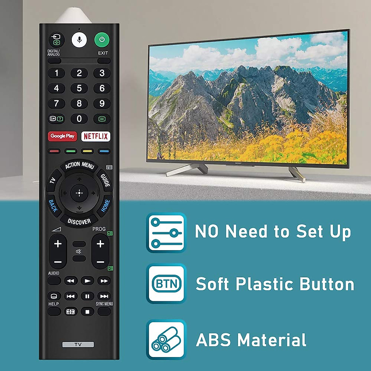 CtrlTV Remote for Sony Smart Bravia Remote, Sony Bluetooth Voice Search Mic Remote and Sony Smart Bravia Android TVs, Sony 4K UHD Crystal HDR TV, Sony OLED Ultra HDTV, XBR KDL Series TV, RMF-TX300U