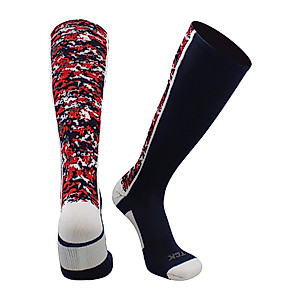 TCK Digital Camo OTC Socks (Navy/White/Red, Medium)