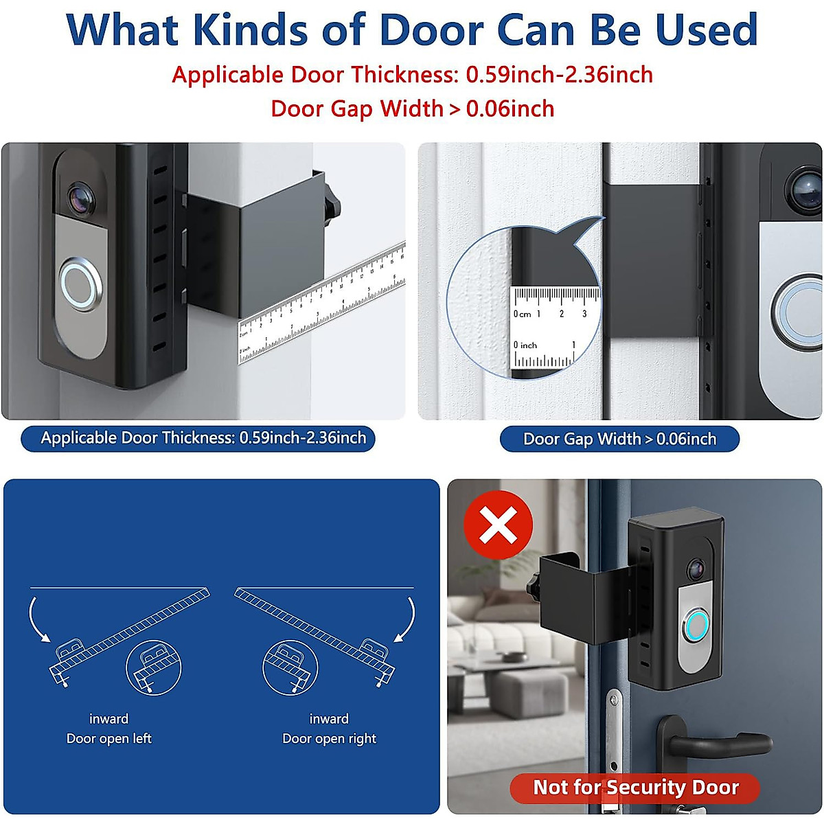 KIMILAR Anti-Theft Video Doorbell Mount Compatible with Ring/Blink Wireless Video Doorbell, Adjustable Mounting Bracket Accessories for Houses, Apartments, Businesses, Not for Security Door