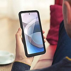 V/A for Motorola One 5G Ace Case with Built-in Screen Protector, Full Body Protection Shockproof Cover Case, [Rugged PC Front Bumper + Soft TPU Back Cover] Armor Protective Phone Case (Black)