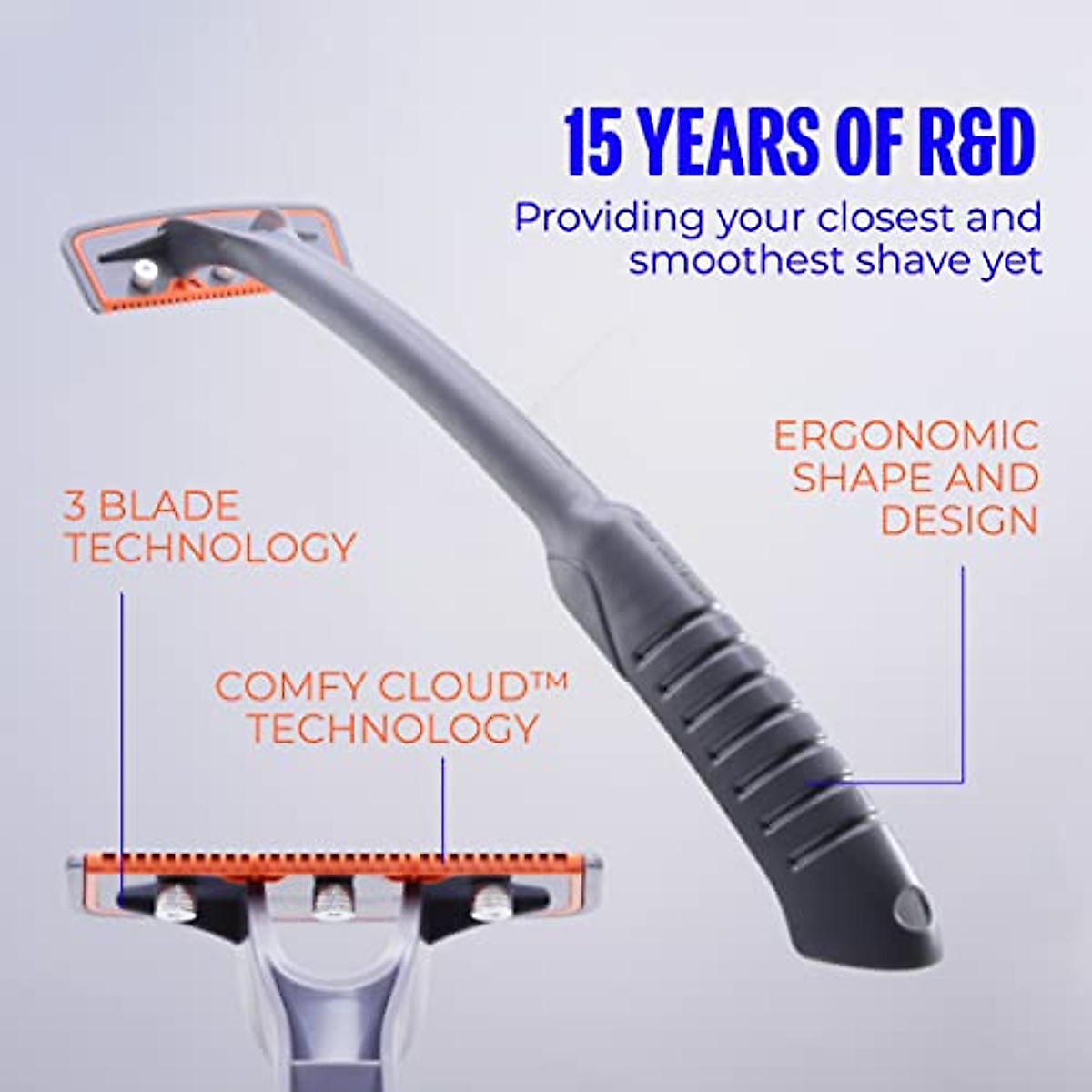 BRO SHAVER, Back Shaver for Men (DIY) Back & Body Hair Trimmer. Shave Wet or Dry. No Expensive Refills - Uses Double Edge Razor Blades. 15 Blades Included. Ergonomic Handle