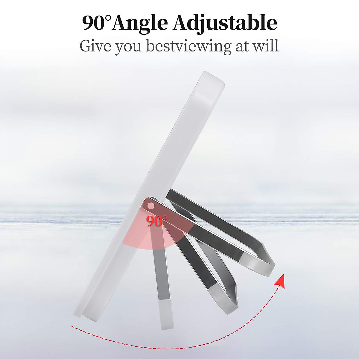 Tabletop Makeup Mirror,Square Desktop Foldable Vanity Mirror,8‘ Portable Folding Mirror with Metal Stand 90°Adjustable,Table Desk Standing Cosmetic Mirror Wall Hanging Dual-Purpose Small Mirror(Gray)