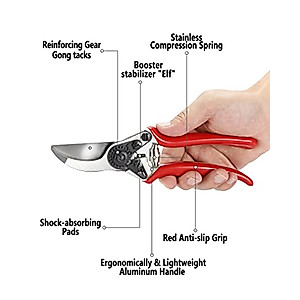 Pruning Garden Shears,Three Wood Plant Scissors for Gardening,Branch Cutter,Tree Trimmer,Bypass & Flower Pruners,Heavy Duty Hand Clippers Snips Secateurs