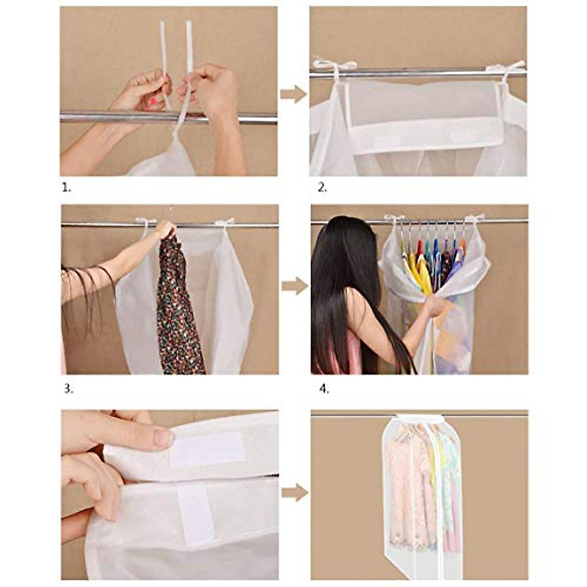 Wardrobe Hanging Clothes Storage Bag/Garment Bag/Peva Translucent Moisture Proof Protector With Magic Tape And Zipper