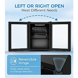 Joy Pebble Beverage Refrigerator and Cooler,1.7 Cu.ft,68 Can Mini Fridge Clear Glass Door for Wine Soda Beer,16 Bottle Wine Cooler with Touch Screen Adjustable Shelves for Home Bar Office,Black