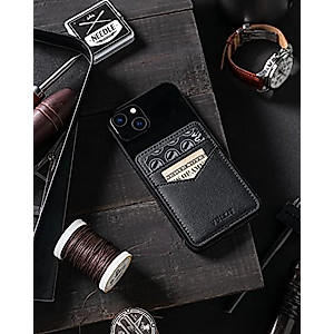 VULKIT Cell Phone Wallet, Card Holder for Back of Phone Leather Adhesive Pocket RFID Blocking Credit Card Sleeves Black