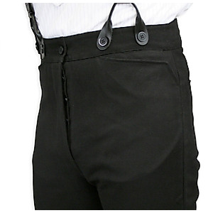 Historical Emporium Men's High Waist 100% Brushed Cotton Trousers 36 Black