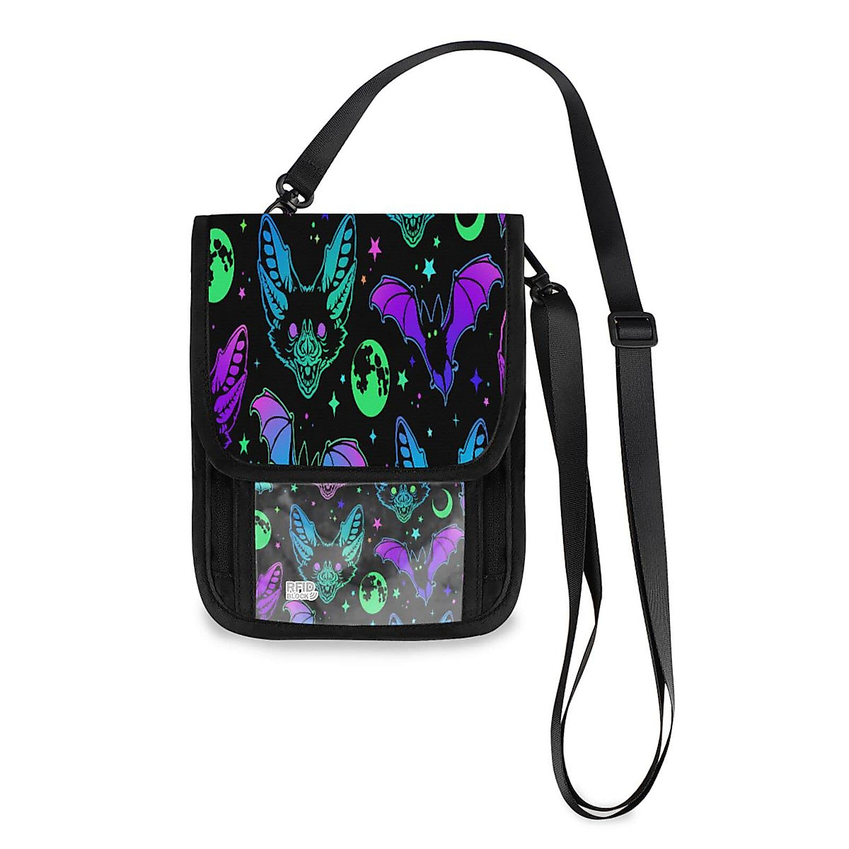 Vnurnrn Multicolored Bright Bats Crossbody Cellphone Purse, Phone Purse Crossbody for Women, Phone Bag Small Shoulder Wallet Purse with Card Slots,6 x 7.5 inch
