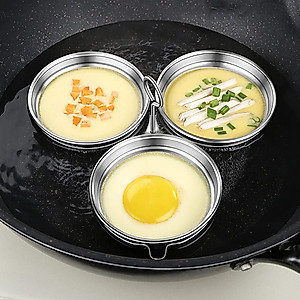 Veemoon Pancake Mold 1 Set Boiled Egg Mold Cooking Pot Stainless Steel Round Metal Dies