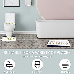 Karlesi 4Pcs Shower Curtain Set with Non-Slip Rug, Toilet Lid Cover and Bath Mat, Funny Get Naked Shower Curtain with 12 Hooks for Bathroom Decoration