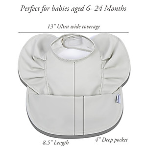 Bibtique Ruffle Smock Bibs For Babies 6-24 Months - Waterproof Food Catcher Bibs With Pocket - Mess Proof Baby Eating Bibs