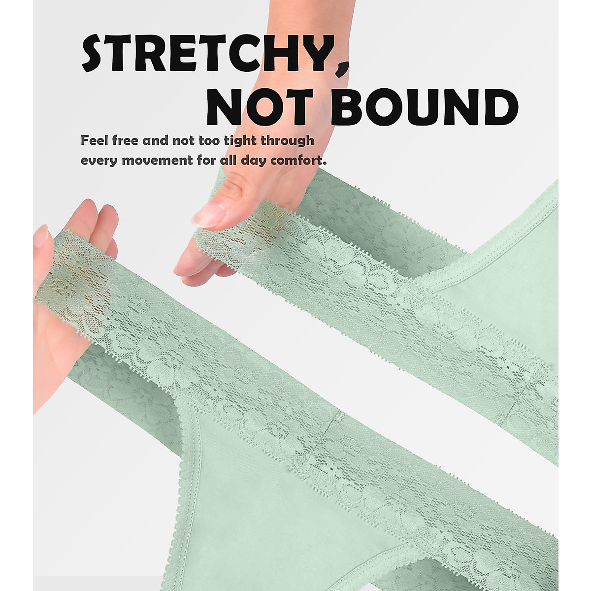 OLIKEME Seamless Thongs for Women, T Back Low Waist See Through Panties Sexy Thong Underwear Cotton Lace Thongs for Women Pack