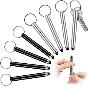 Outus 8 Pieces Stylus Pen Keychain Portable Touch Screen Capacitive Stylus, 3-in-1 Integrated Key Chain Stylus Pens for Tablets and Cell Phones