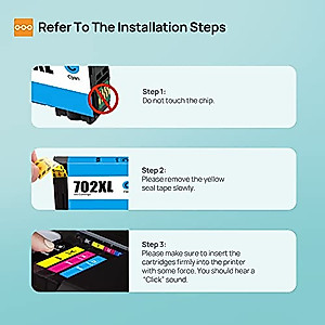 702 702XL Ink Cartridge Replacement for Epson 702 XL 702XL T702XL to use with Workforce Pro WF-3720 WF-3730 WF-3733 Printer with New Upgraded Chips (1 Black, 1 Cyan, 1 Magenta, 1 Yellow)