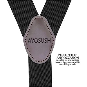 AYOSUSH Retro Y Suspenders for Men Heavy Duty Big and Tall Hooks for Belt Loop Jeans Black Shape Formal Braces