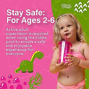 Taylor Toy Kiddie Pool, Splash Pool, Toddler Pool, Kids Pool, Easy Setup, Foldable, Ball Pit, Portable, Water Play, Non-Inflatable, Dinosaur, 203 Gallon