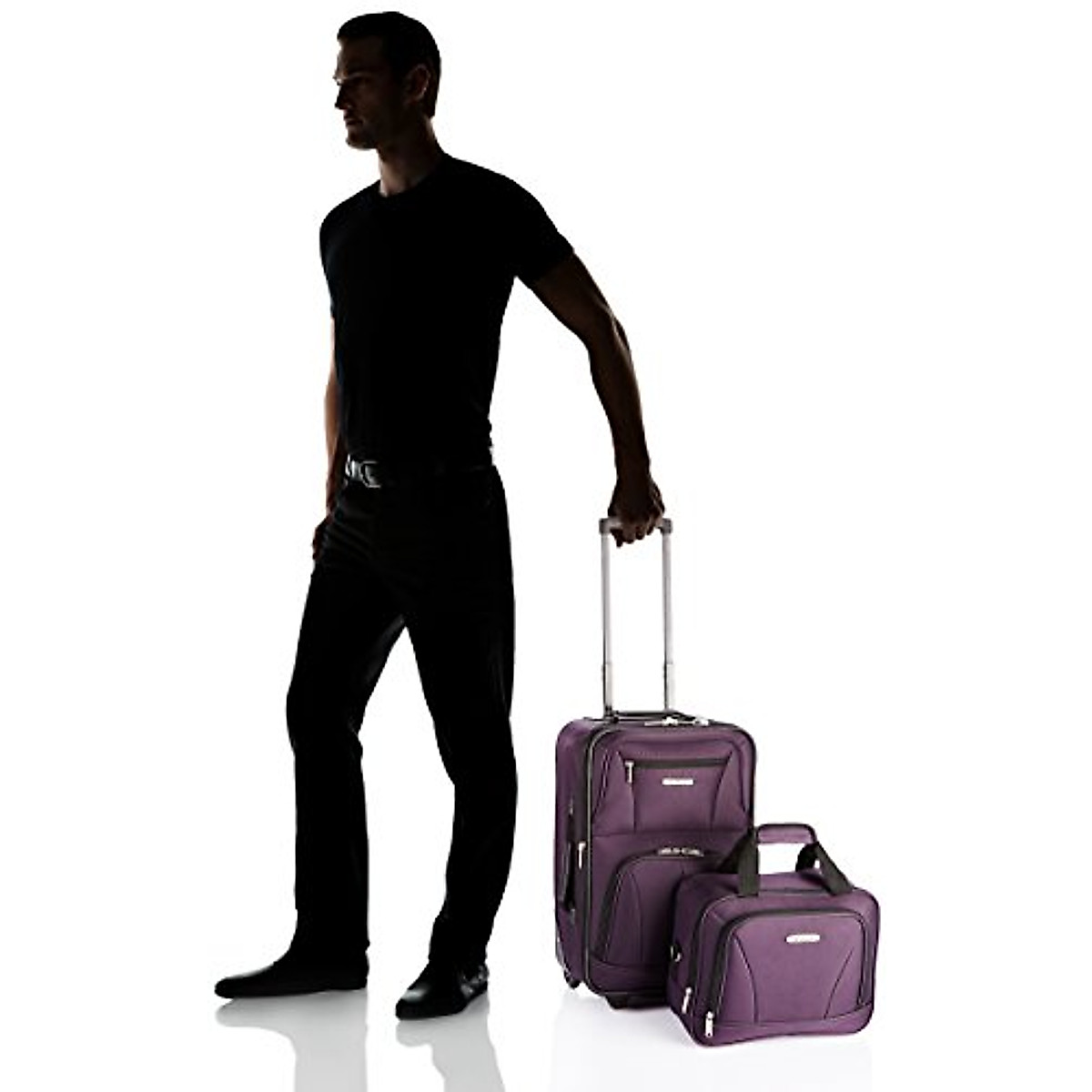 Rockland Fashion Expandable Softside Upright Luggage Set, Purple, 2-Piece (14/19)