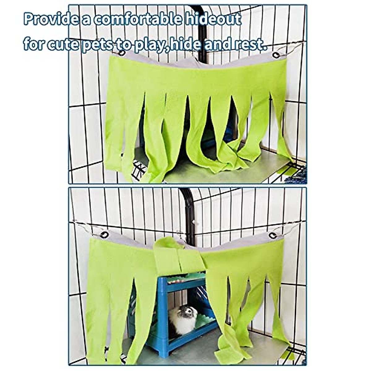 wcgfoever Guinea Pig Bunk Bed for Cage, Multi-Level Sleep Bed with 2 Blankets, Small Animals Cage Habitat Decor, Bedding for Guinea Pig Chinchilla Rat Hedgehog, Blue