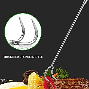 YARDWE Barbeque Grill Meat Hook Stainless Steel Double Hooks Roast Duck Hook Bacon Hams Meat Processing Butcher Hook Hanging Drying BBQ Grill Hanger Cooking Smoker Hook Tool Clothes Rack Heavy Duty