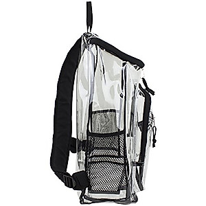 Eastsport Clear Backpack Top Loader Stadium Approved See Through Transparent w/Adjustable Padded Straps - Black