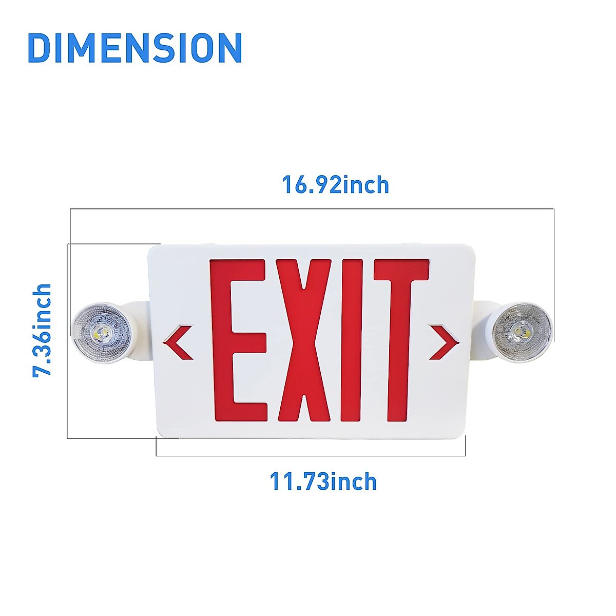 Exit Sign with LED Emergency Lights, Double Face Emergency Light Combo, 90min Long Backup Battery, Emergency Sign Exit Light, ABS Fire Safety (UL Listed 120-277V) (UL 94V-0) (2pack)