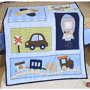 Brandream Boys Crib Bedding Set Baby Vehicle Nursery Bedding 3 Piece Comforter Set with Car Spaceship